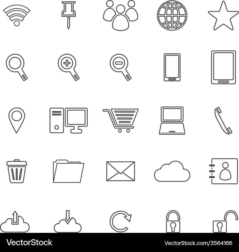 Internet line icons on white background Royalty Free Vector