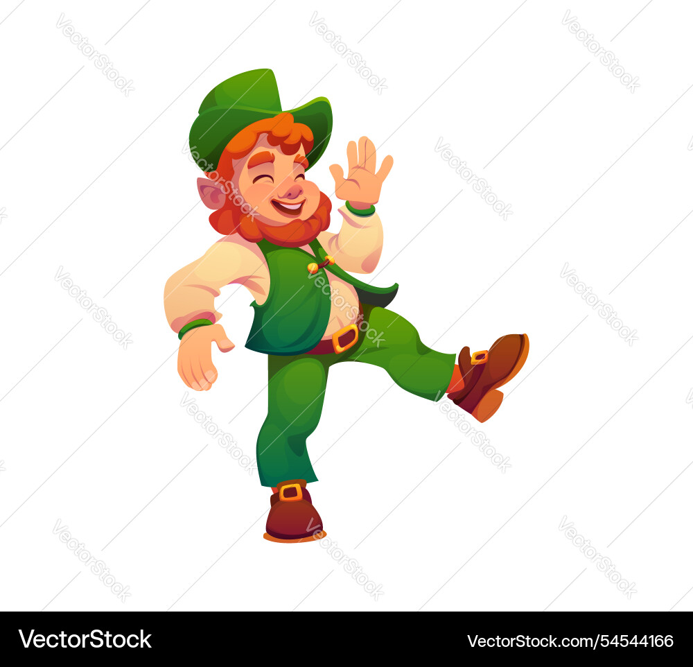 Irish leprechaun cartoon man character dancing Vector Image