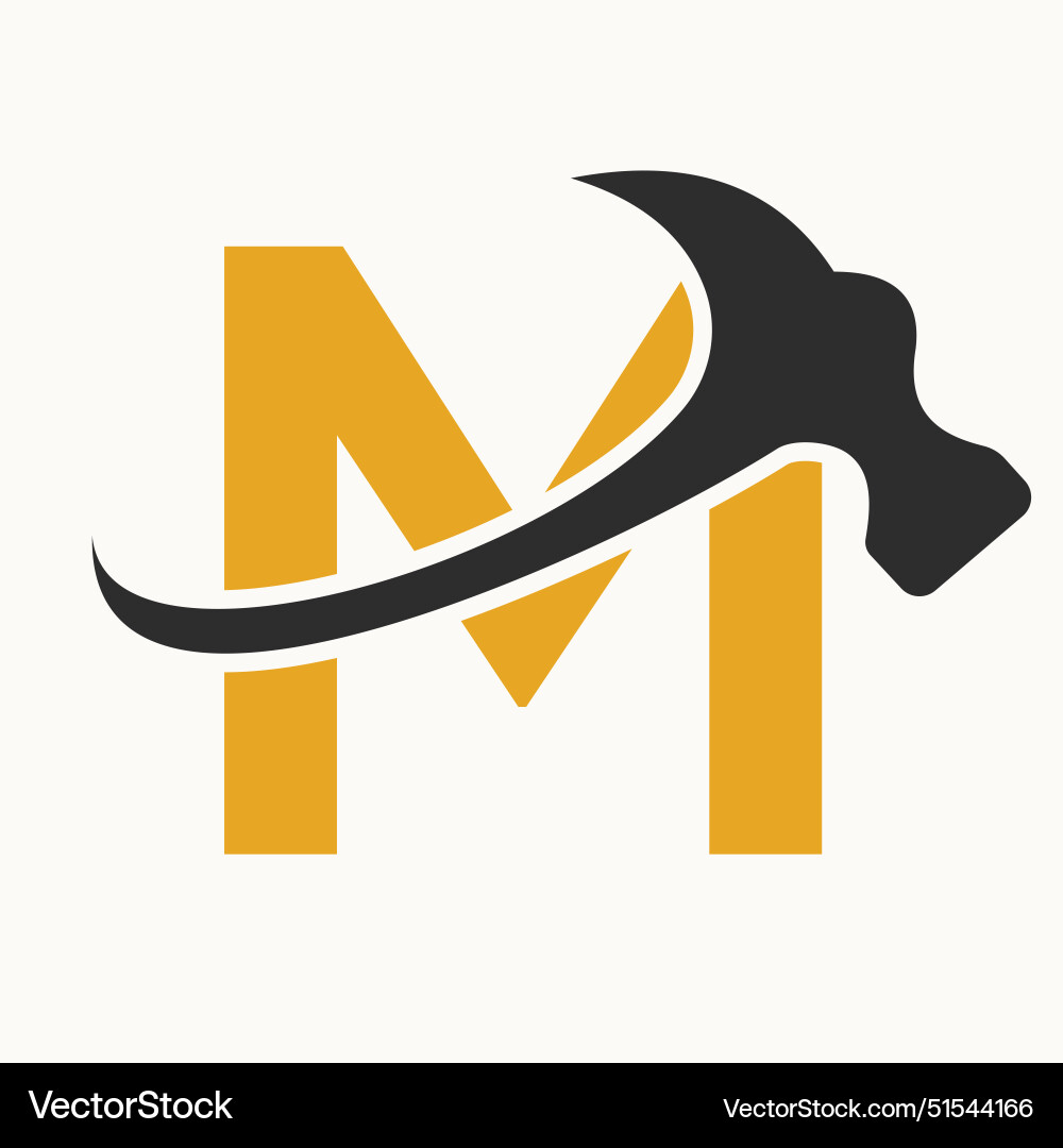Letter m home construction logo design Royalty Free Vector
