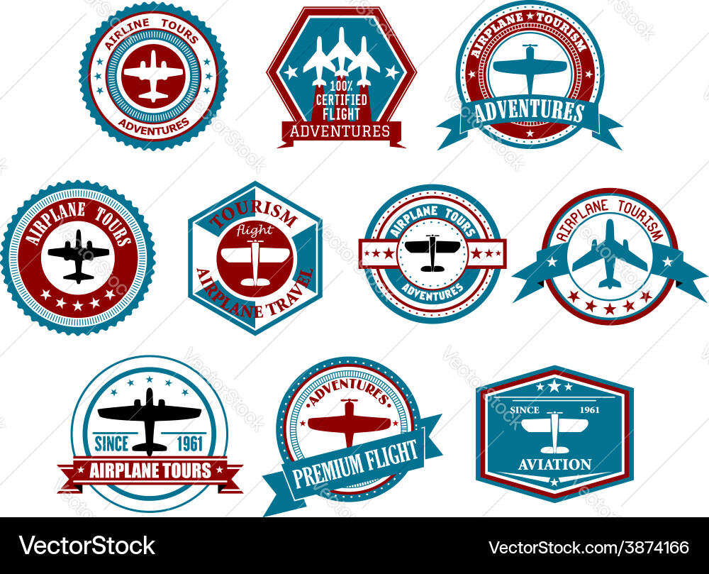 Retro Airline Labels & Badges Royalty Free Vector Image