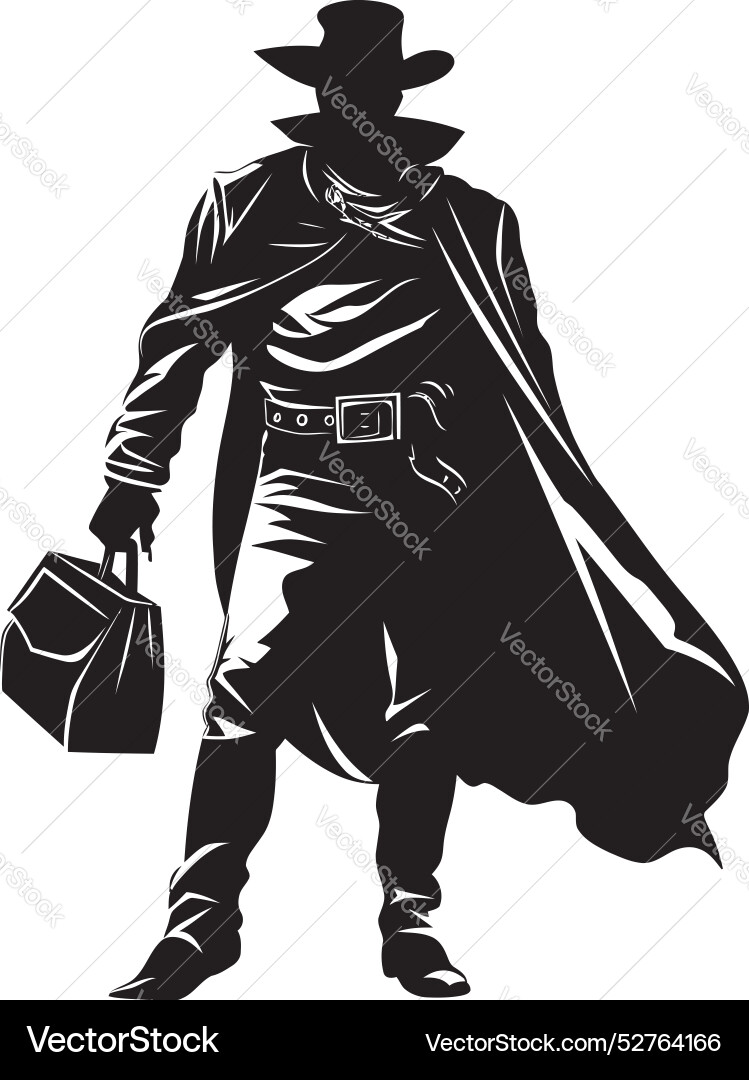 Rustlers rendezvous masked cowboy robber logo Vector Image