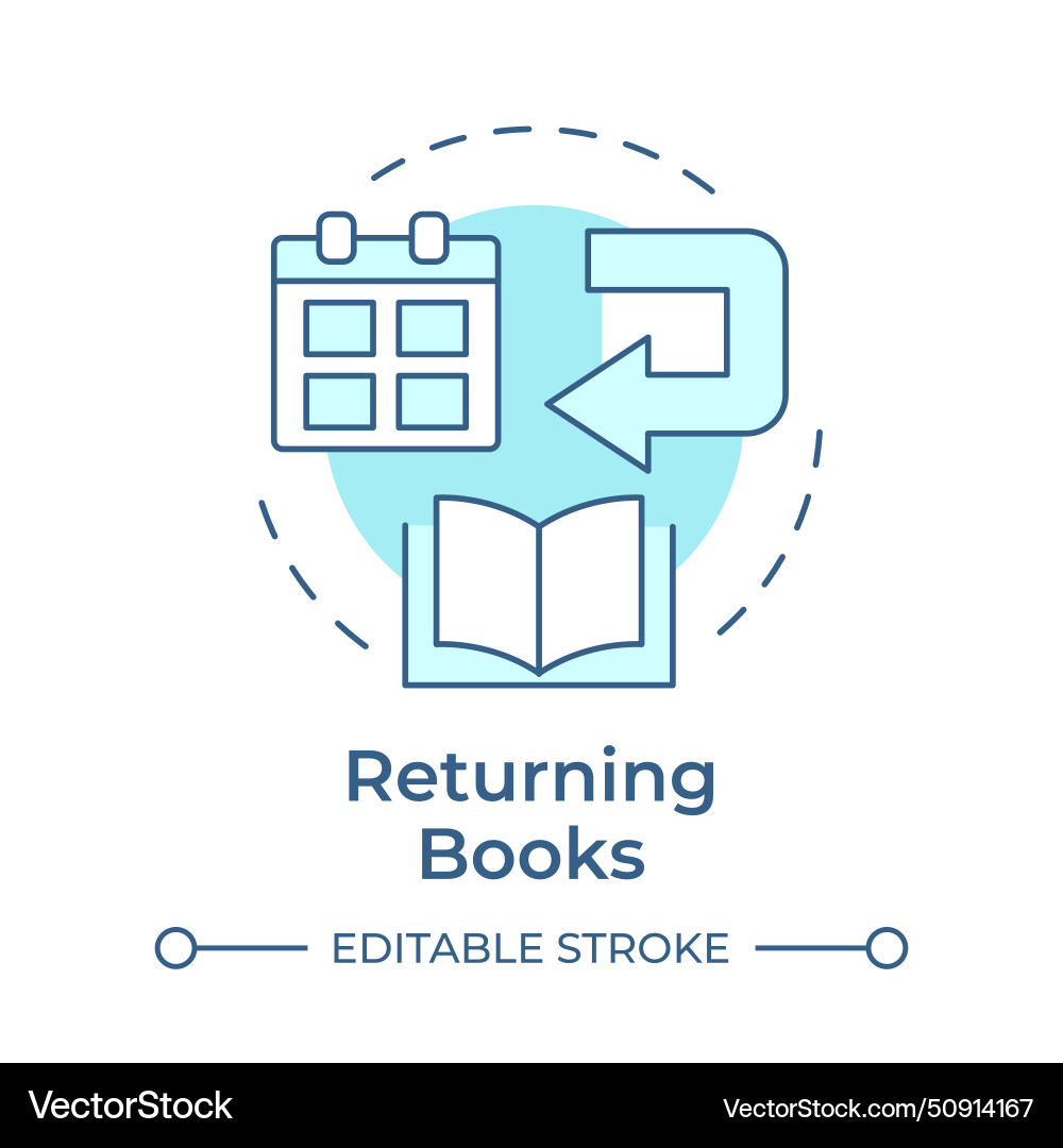Book returning soft blue concept icon Royalty Free Vector