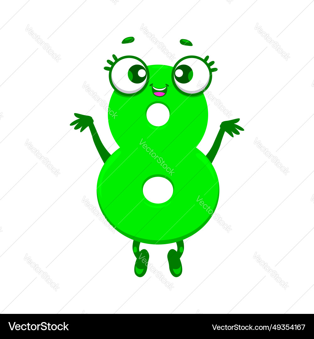 Cartoon funny math number eight 8 character Vector Image