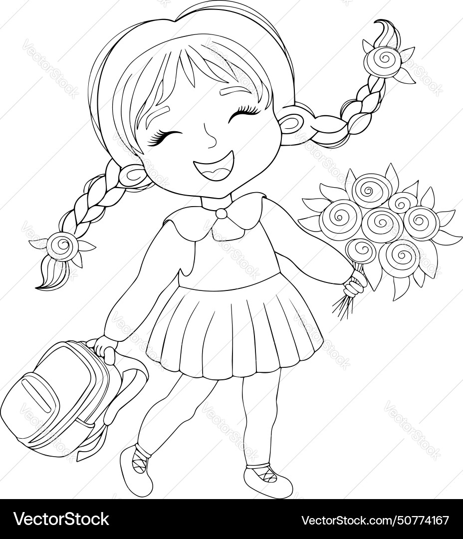Coloring pupil schoolgirl Royalty Free Vector Image