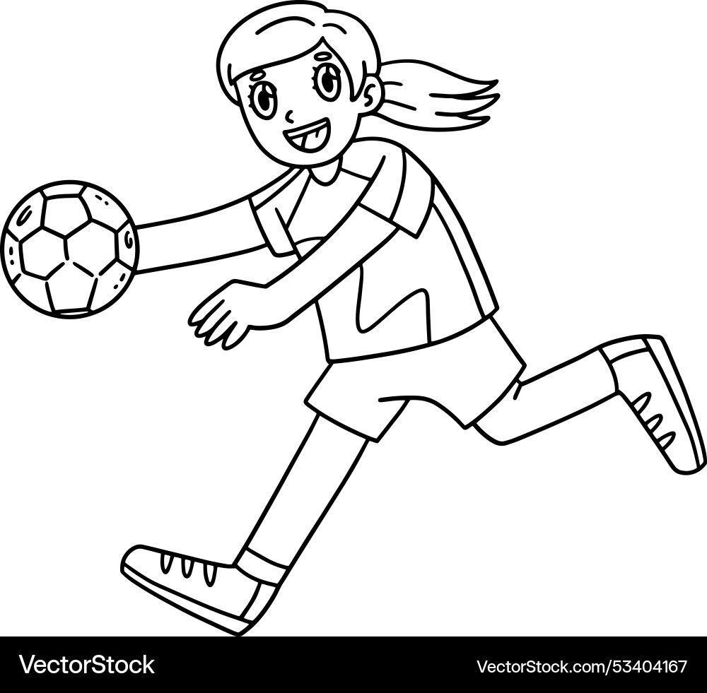 Female handball player running with ball isolated Vector Image
