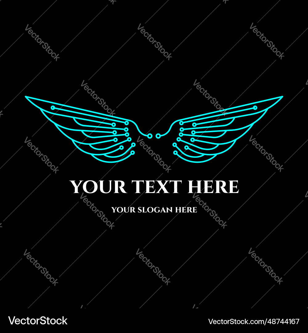 Futuristic spread wings tech logo design Vector Image