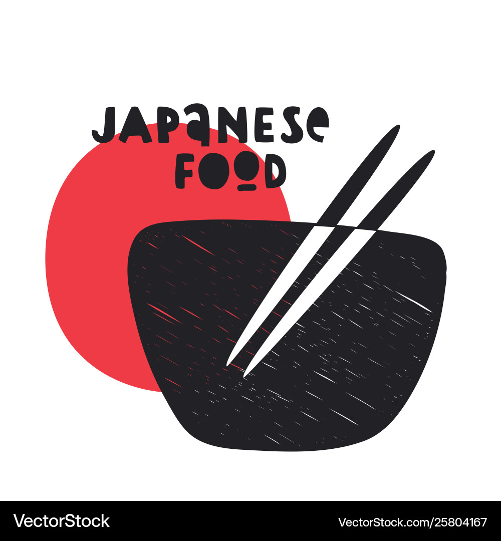 Japanese food flat with bowl Royalty Free Vector Image