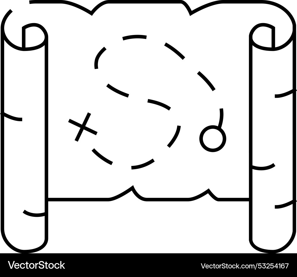 Map treasure line icon Royalty Free Vector Image