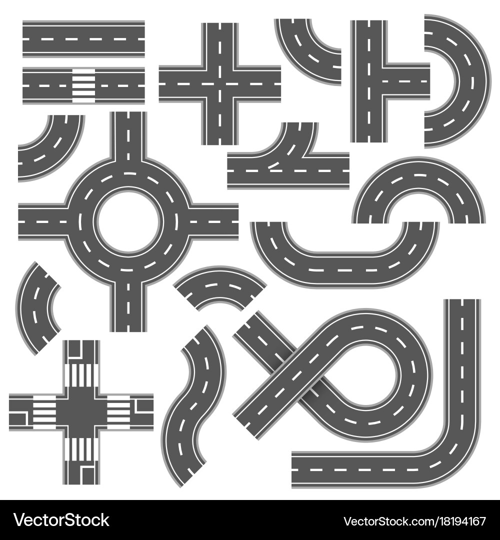Street and road with footpaths crossroads Vector Image