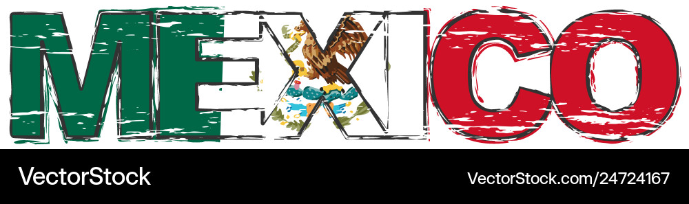 Word mexico with mexican national flag under Vector Image