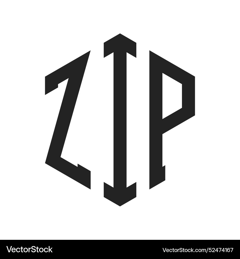 Zip logo design initial letter monogram Royalty Free Vector