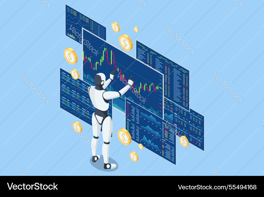 An isometric of ai trading Royalty Free Vector Image