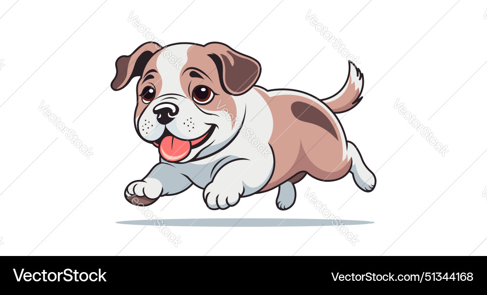 Cartoon funny smiling running cute pup Royalty Free Vector