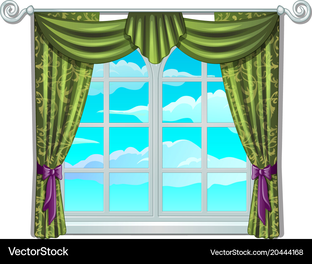 Classic window and view of sky clouds Royalty Free Vector