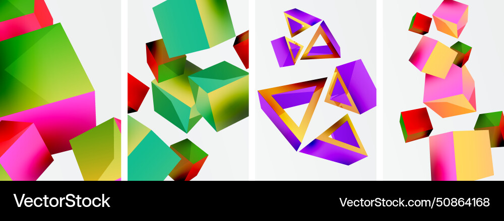 Composition of 3d cubes and other geometric Vector Image