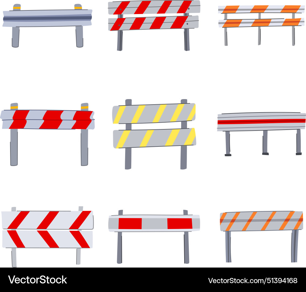 Guard rails set cartoon Royalty Free Vector Image
