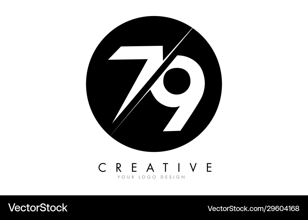 Number 79 Logo - Modern Cut Design Royalty Free Vector Image