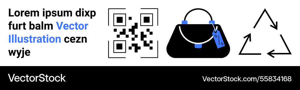 Qr code handbag with tags and recycling arrows Vector Image
