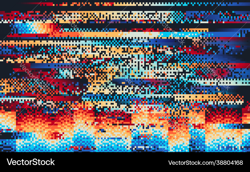 Screen error glitch distortion pixels noise Vector Image