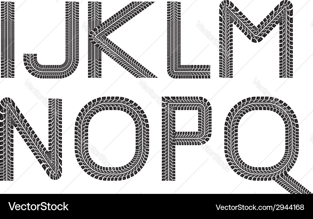 Tire Track Font - White Background Royalty Free Vector Image