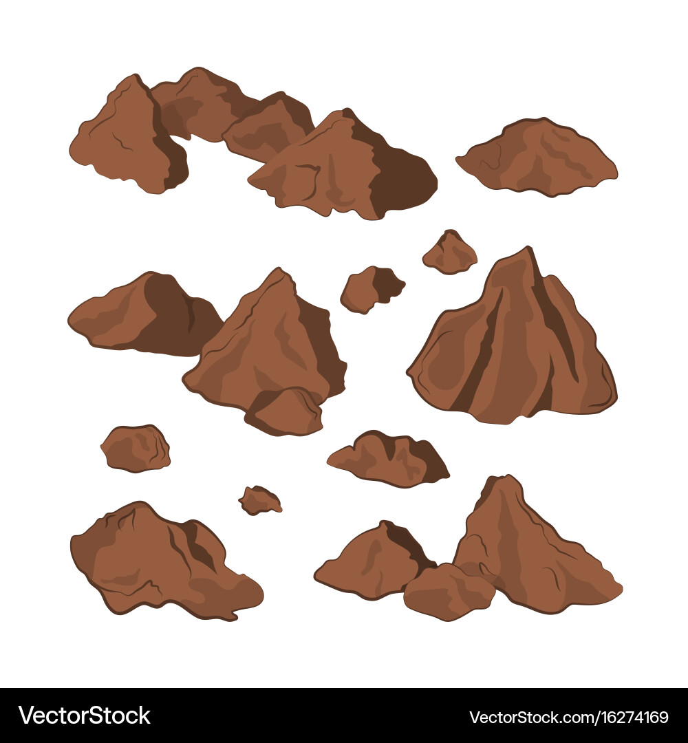 Brown stones on a white background isolated rock Vector Image