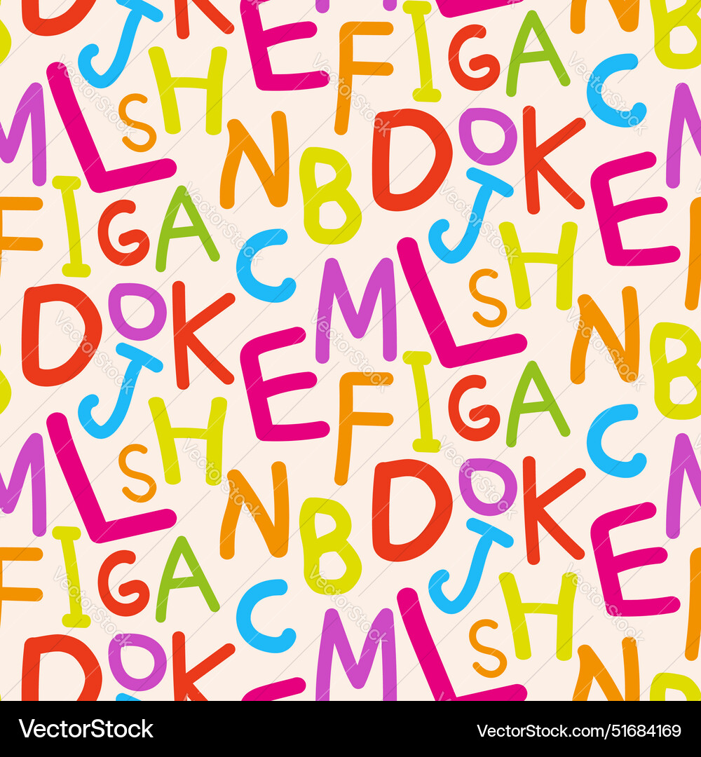 Colorful hand drawn alphabet seamless pattern Vector Image