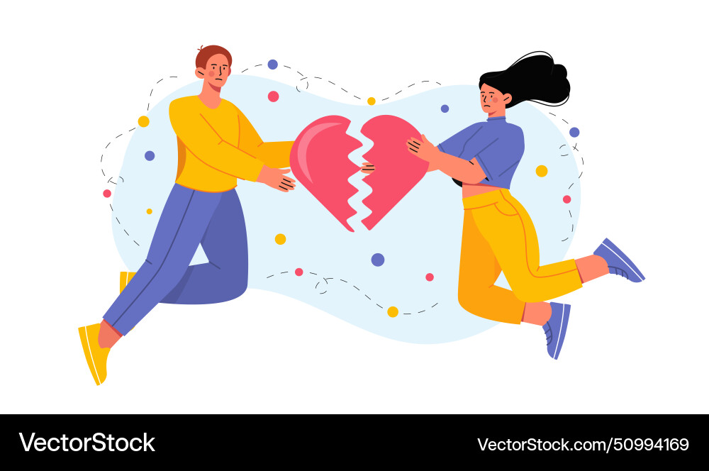 Couple with break up Royalty Free Vector Image