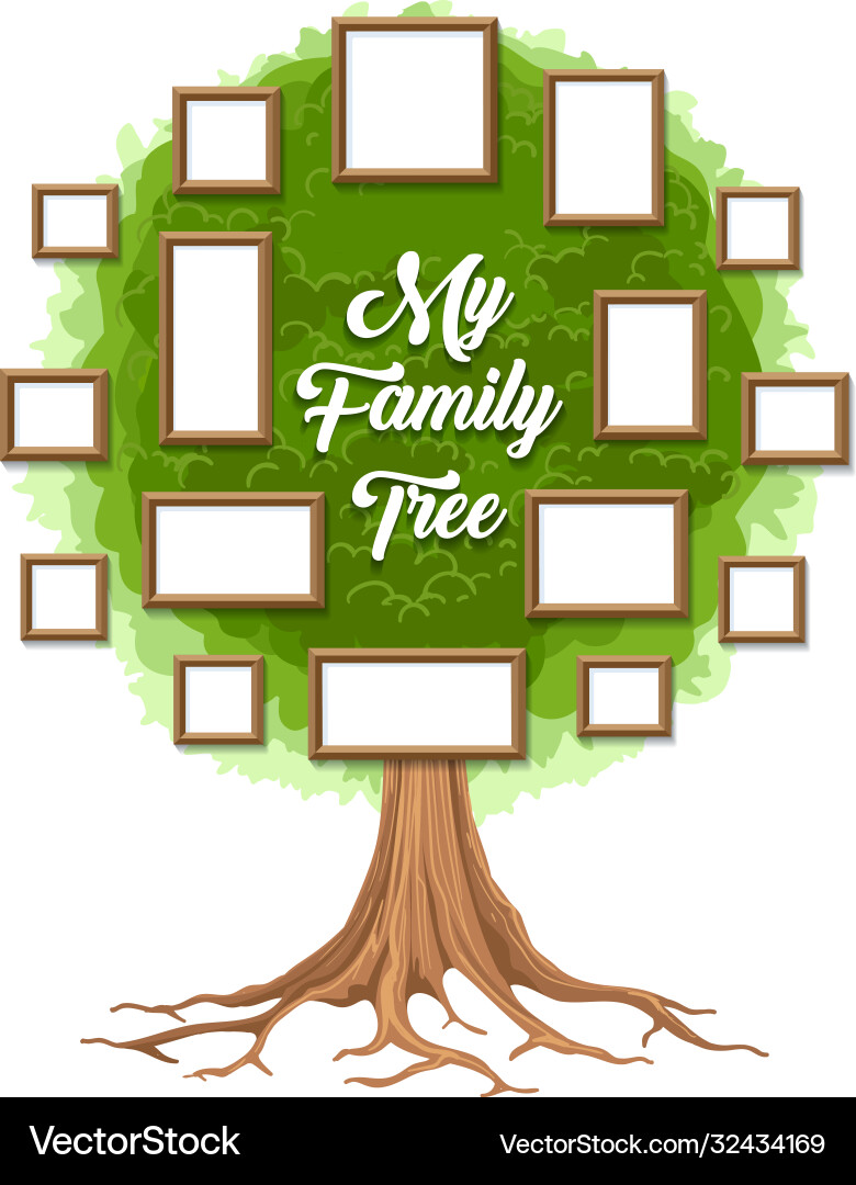 Green family tree with picture frames Royalty Free Vector