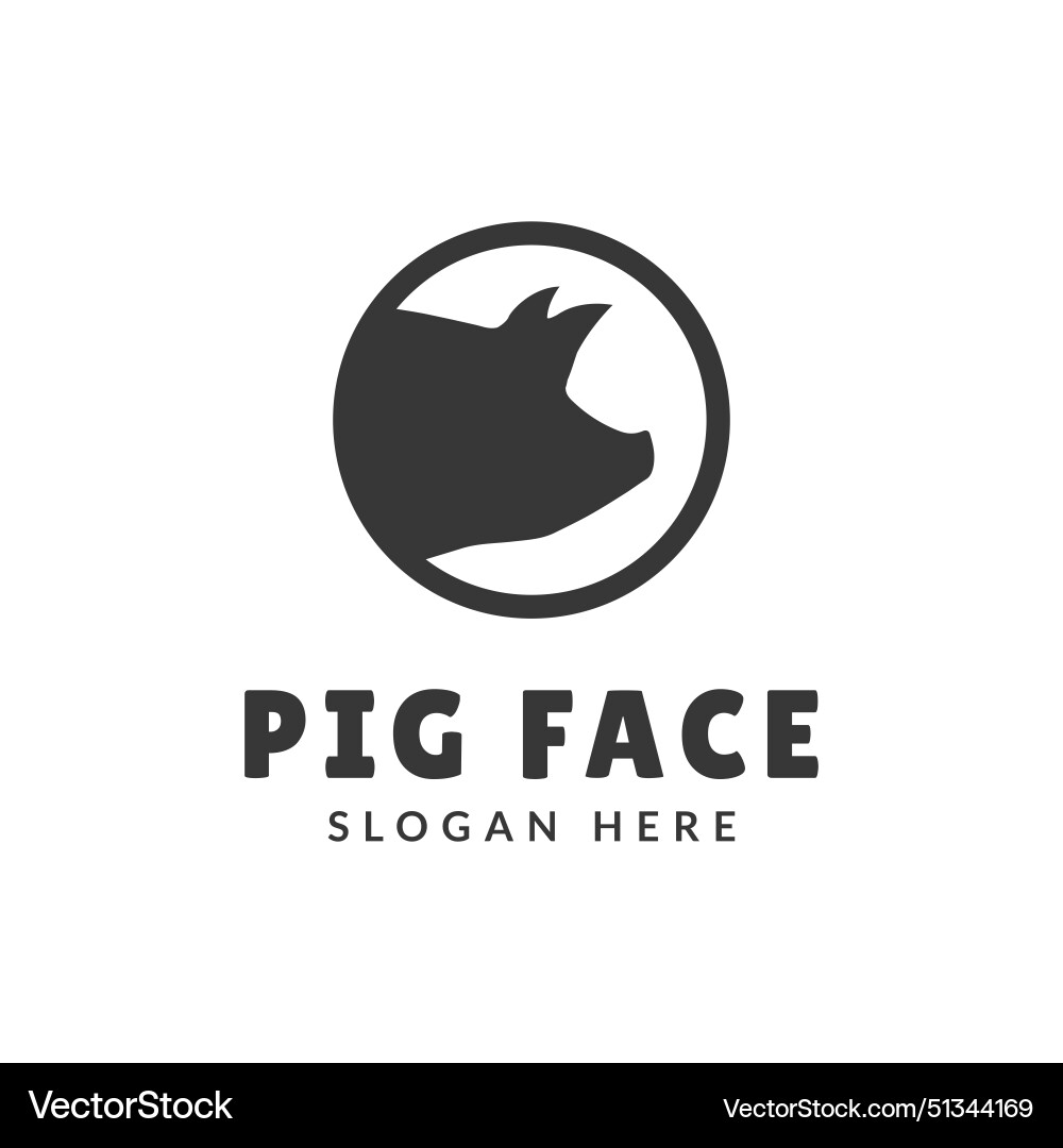 Pig head logo design and silhouette Royalty Free Vector