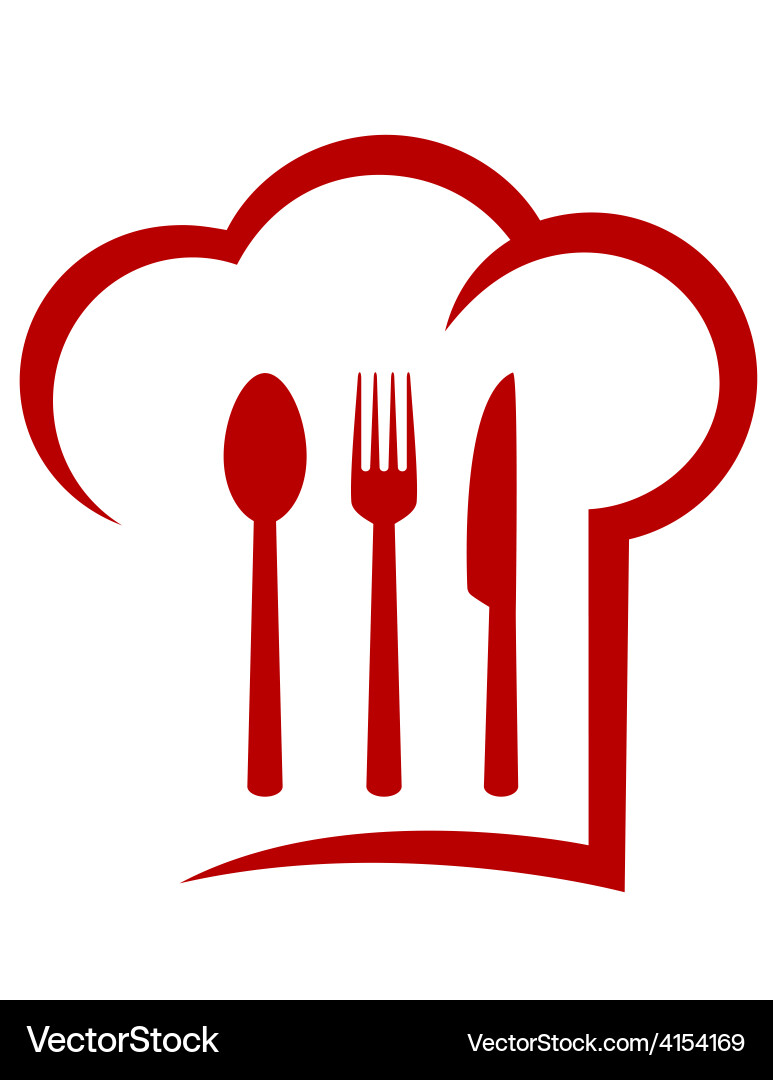 Red icon with chef hat Royalty Free Vector Image