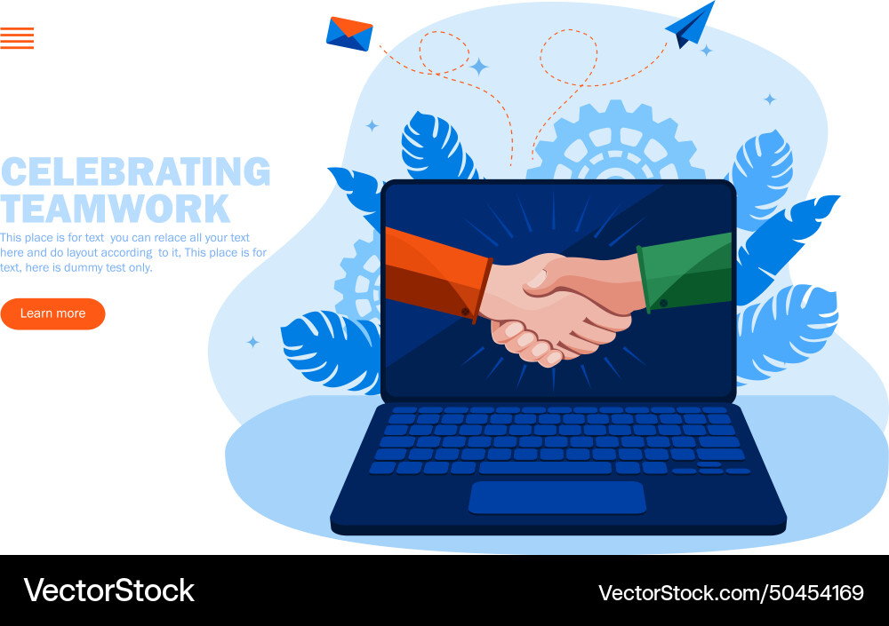 Shake hand and congratulations in computer Vector Image