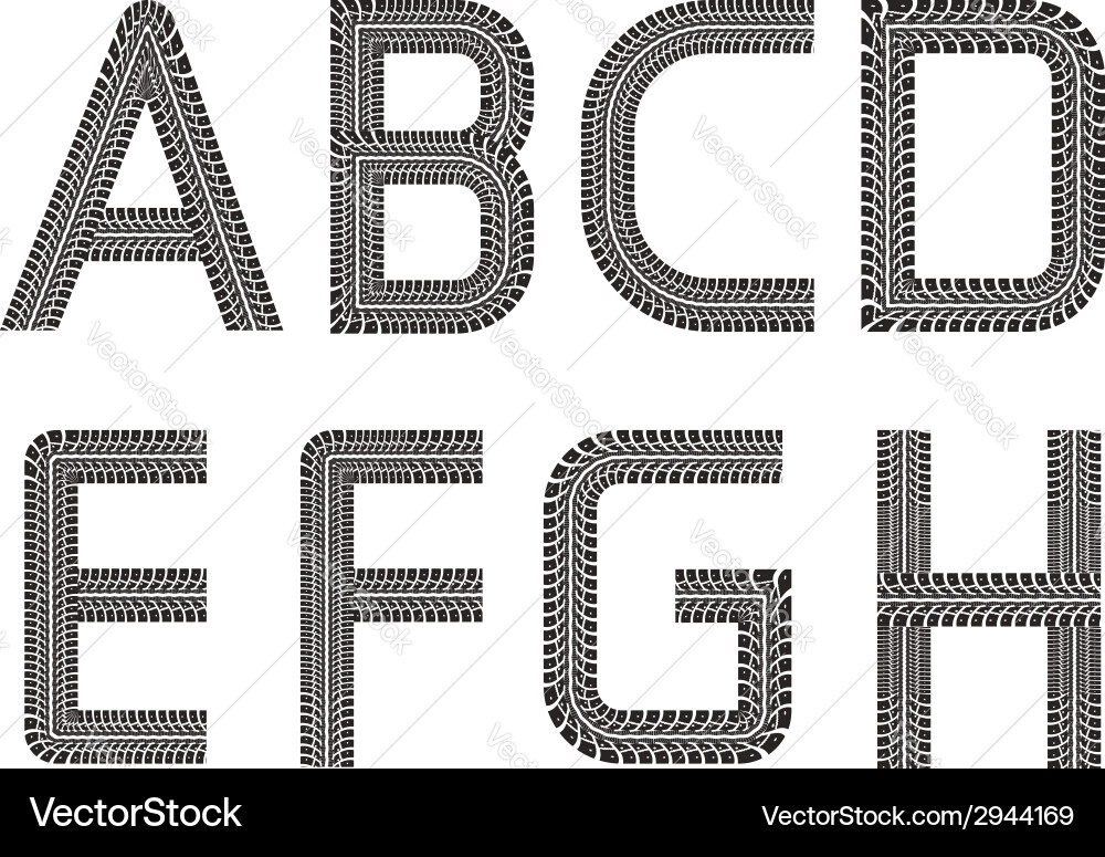 Tire tracks font Royalty Free Vector Image - VectorStock