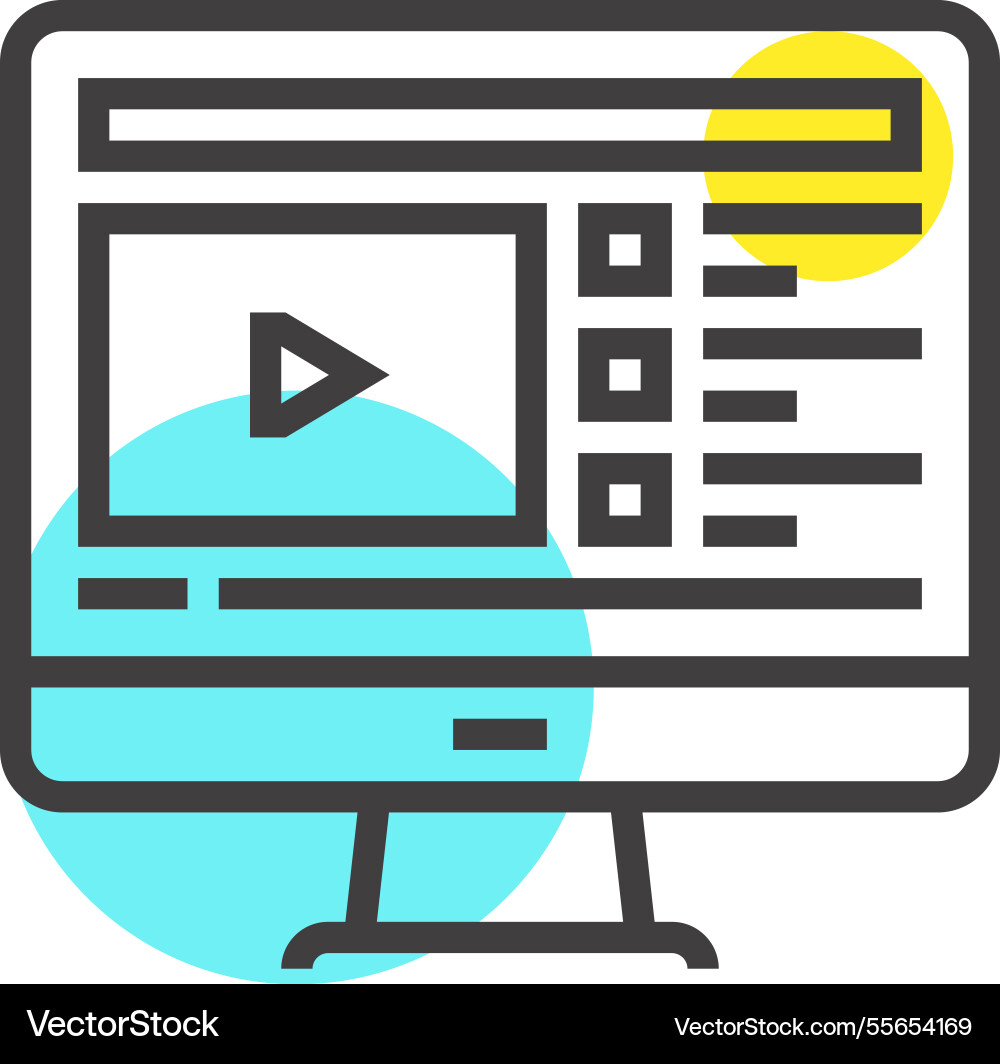 Video lessons flat line web icon concept Vector Image