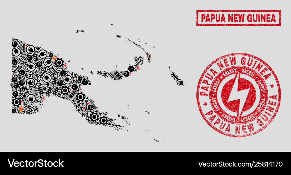 Electrical collage papua new guinea map Royalty Free Vector
