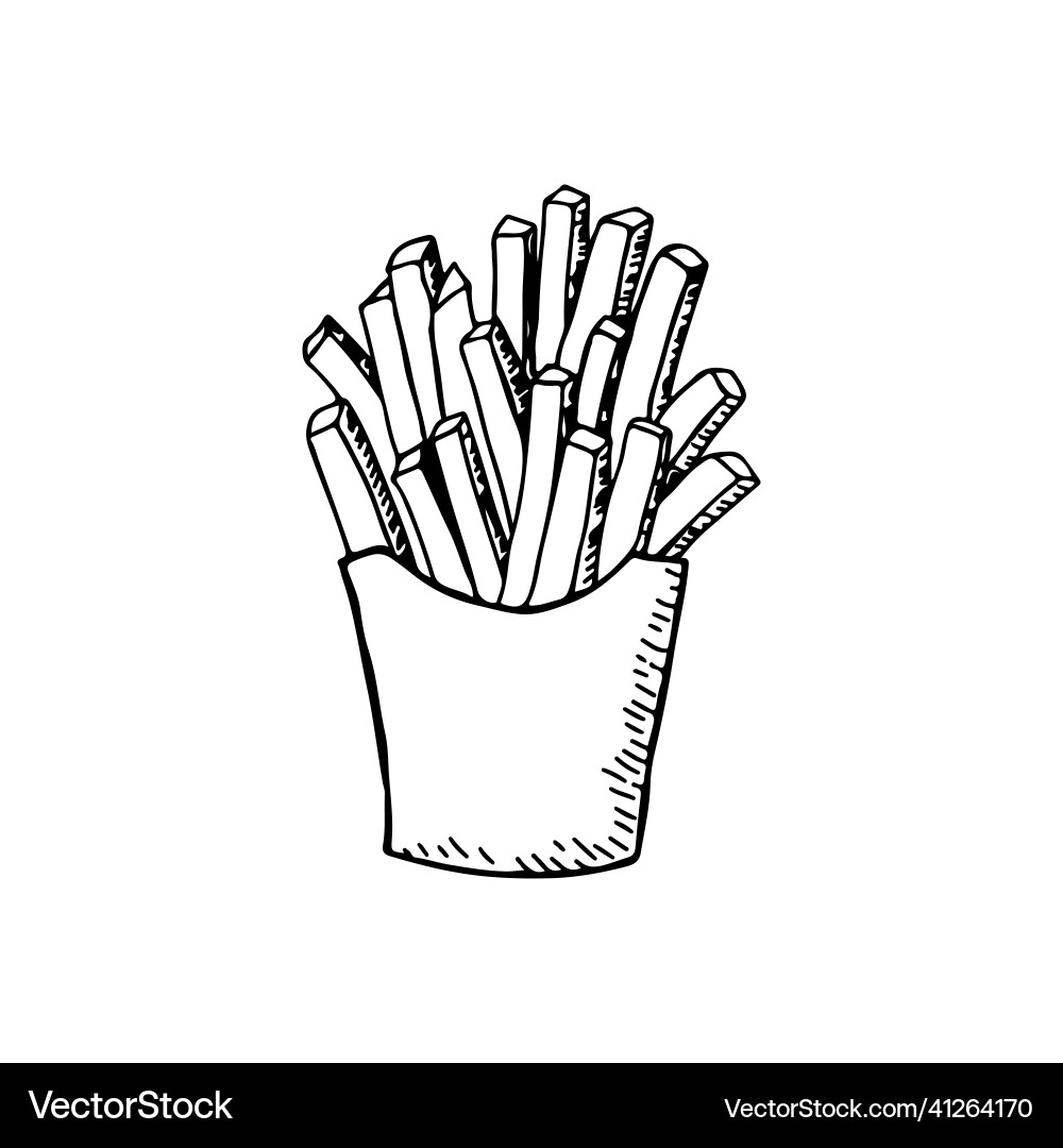 French fries hand draw Royalty Free Vector Image