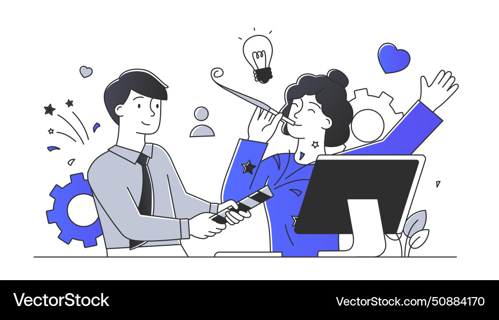 Happy business team simple Royalty Free Vector Image