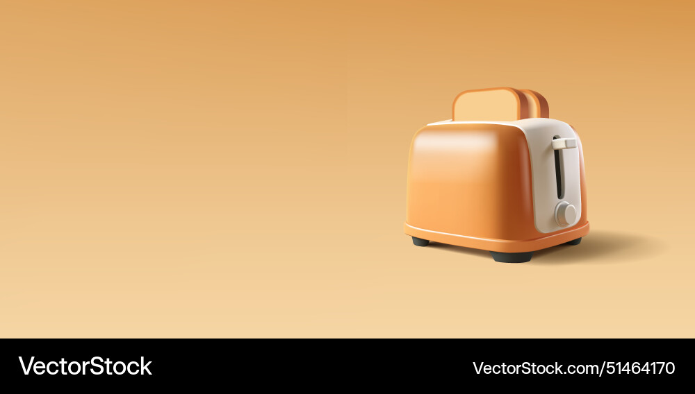 Realistic 3d toaster with bread banner in brown Vector Image