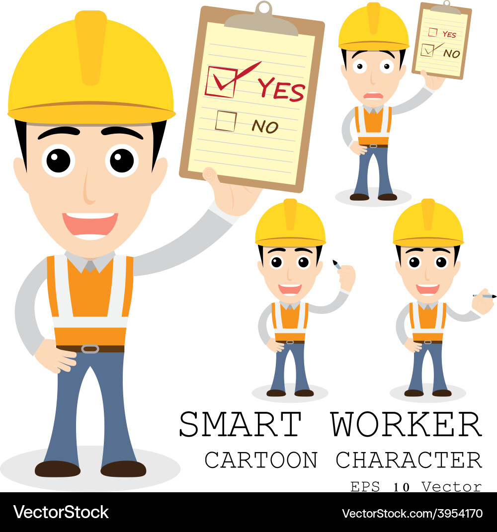 Smart worker cartoon character eps 10 Royalty Free Vector