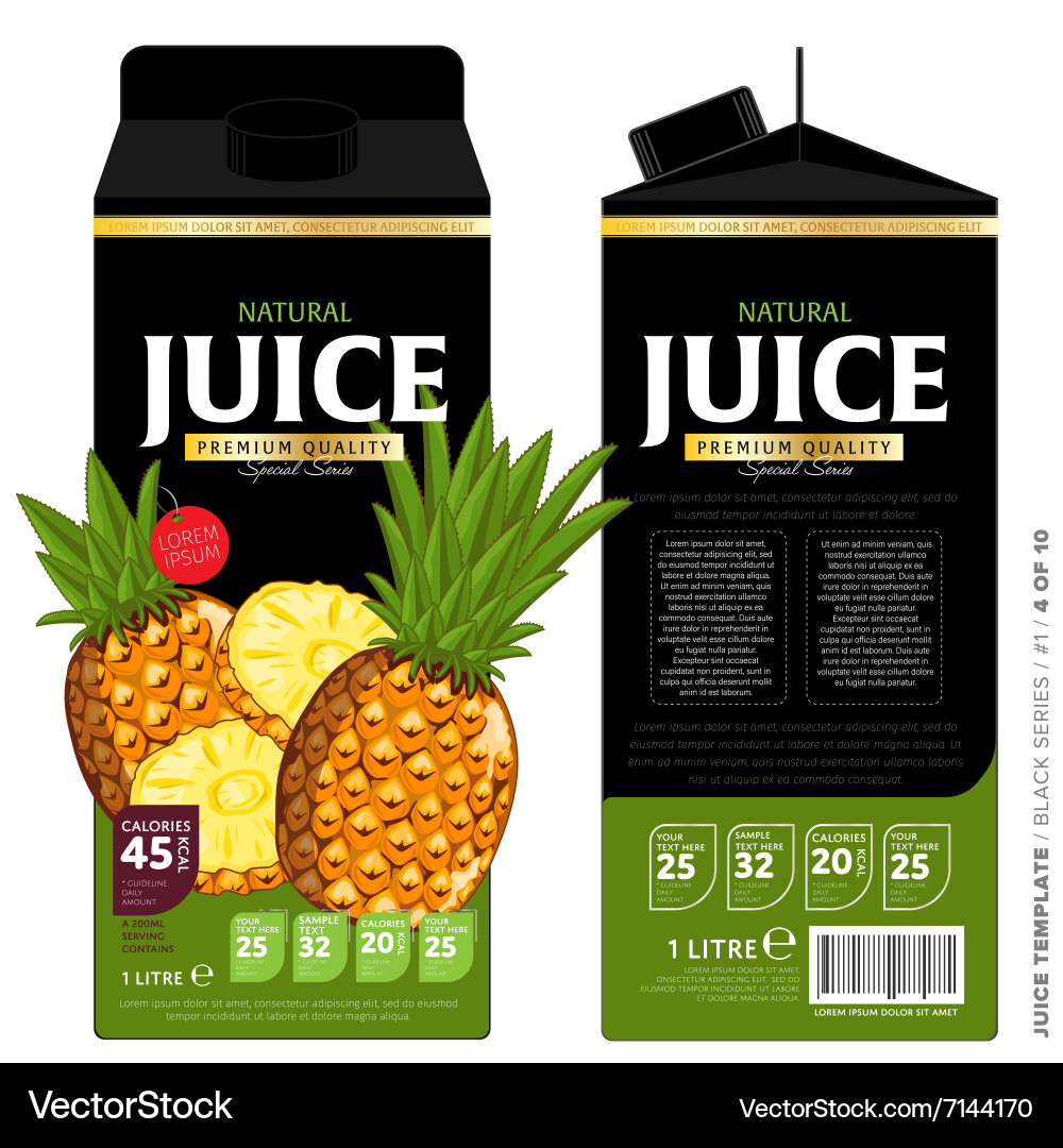 Template packaging design pineapple juice Vector Image