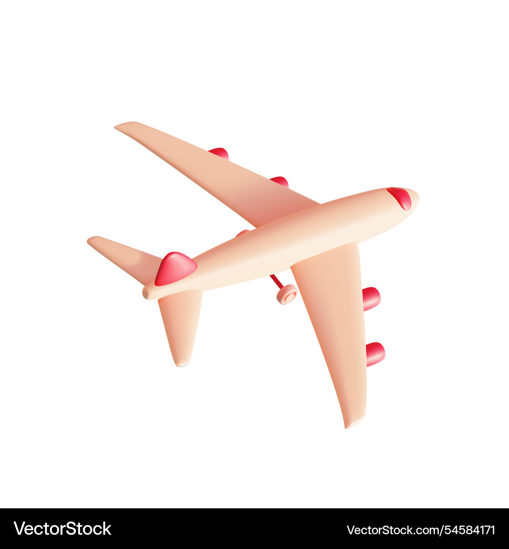 3d airplane plasticine cartoon style Royalty Free Vector