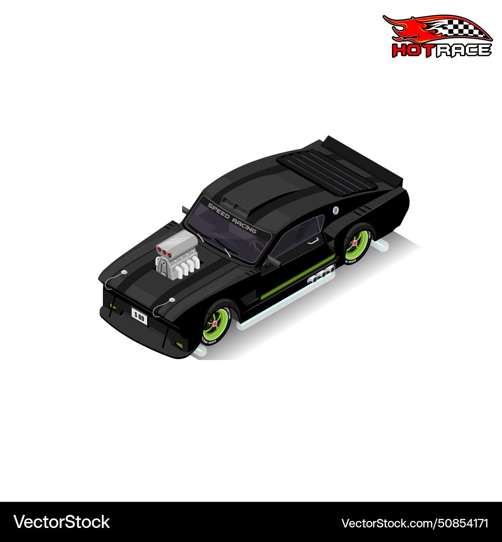 A tuned classic car in an isometric style Vector Image