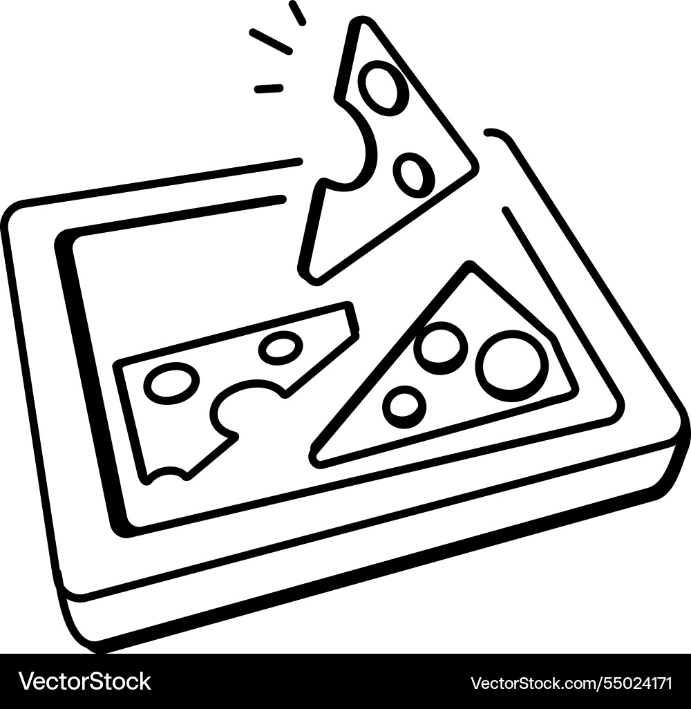 Cheese puzzle game icon in doodle style Royalty Free Vector