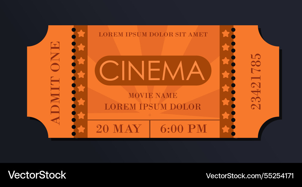 Cinema ticket design Royalty Free Vector Image