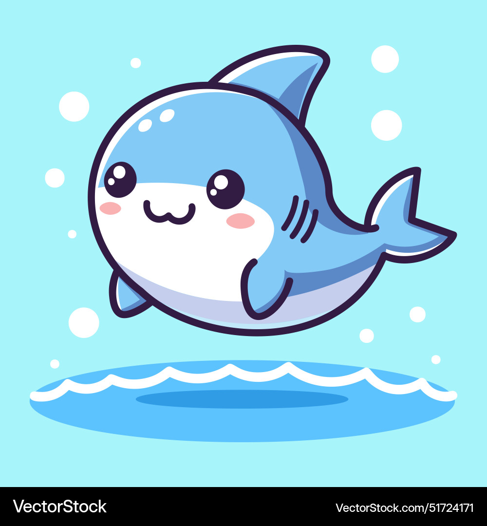 Cute charming playful kawaii shark Royalty Free Vector Image