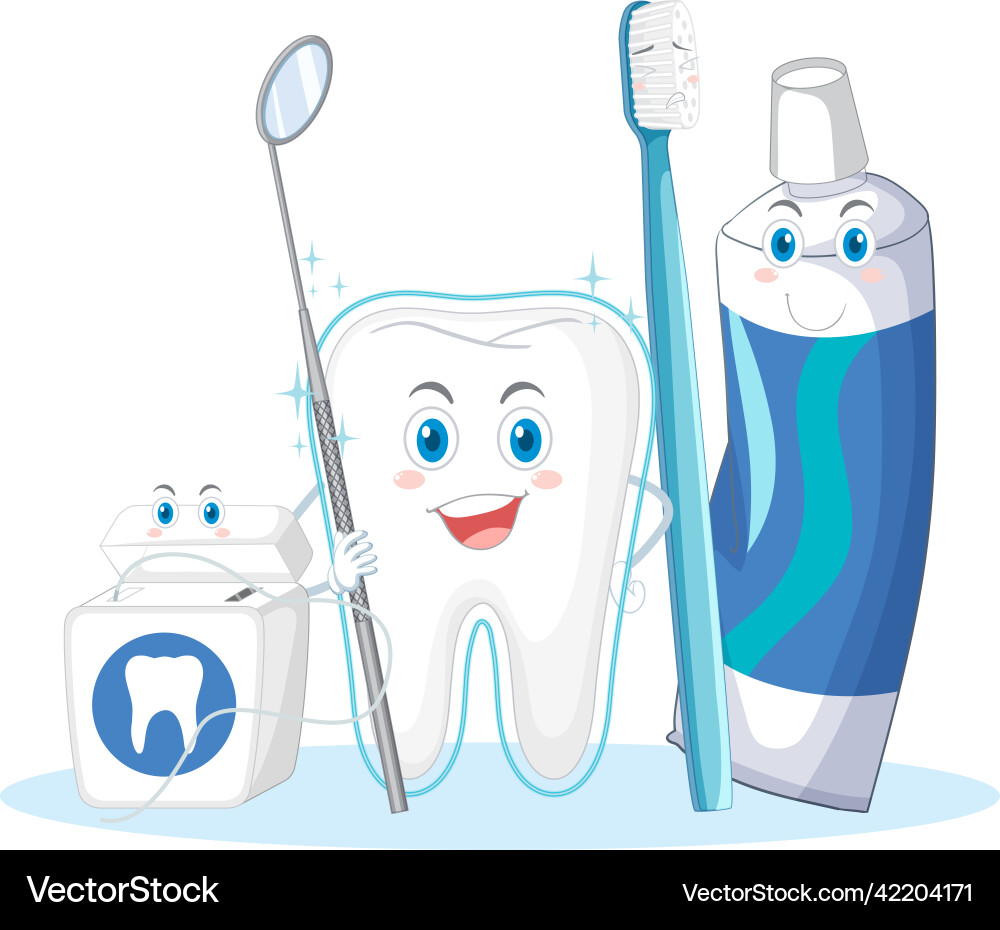 Happy cleaning a big tooth with brush Royalty Free Vector