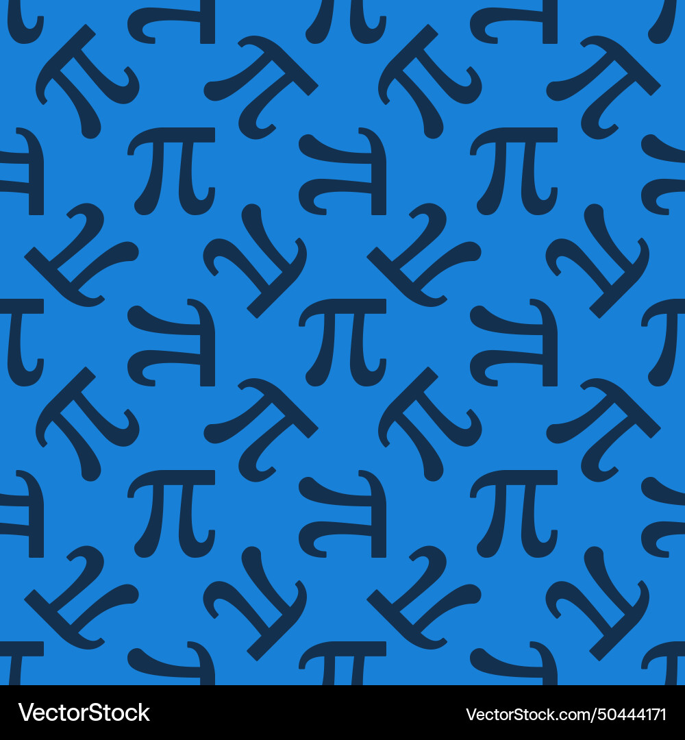 Pi symbol blue seamless pattern - math concept Vector Image