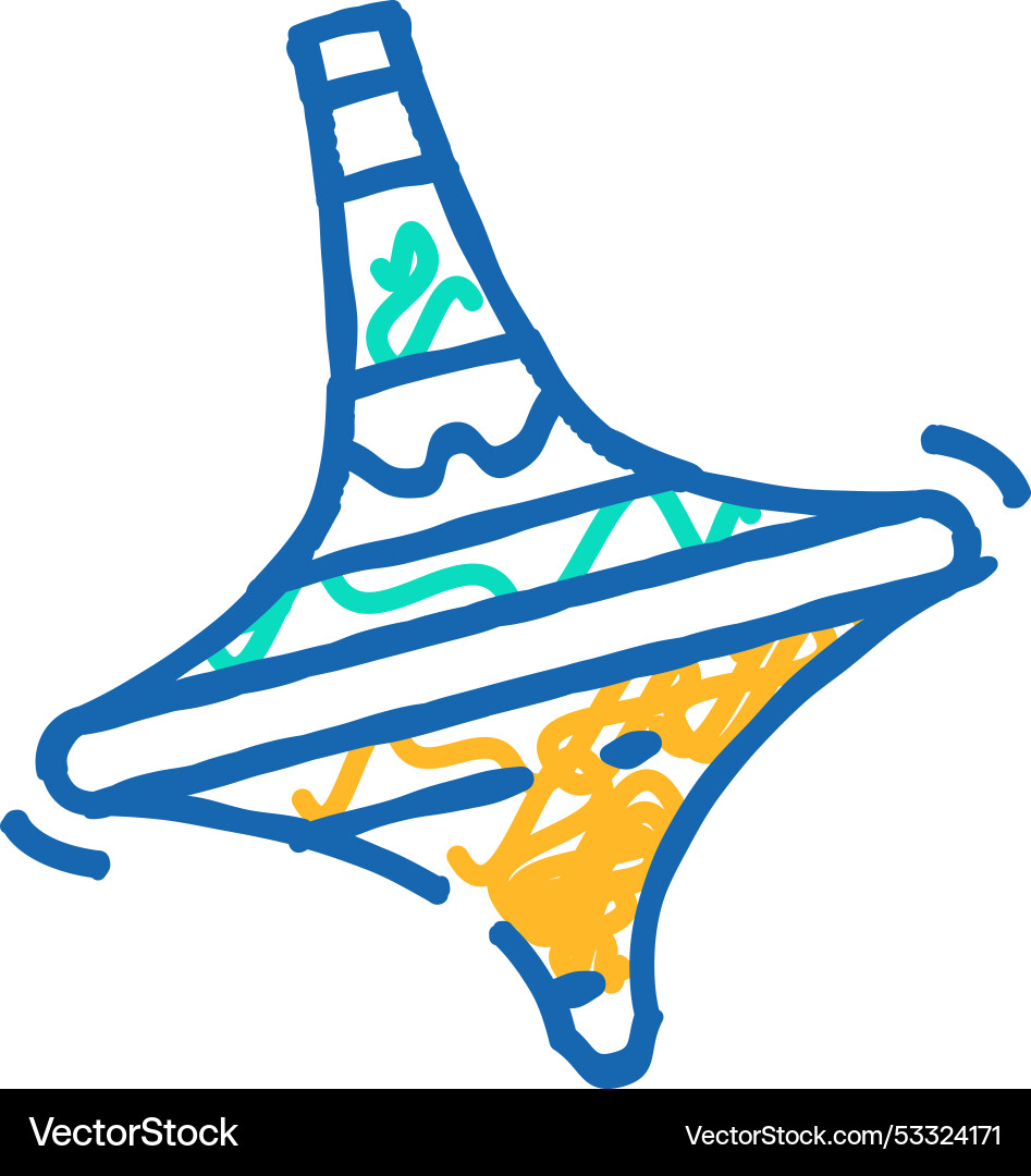 Spinnende Top Fidget Spielzeug Ikone doodle Vektorbild