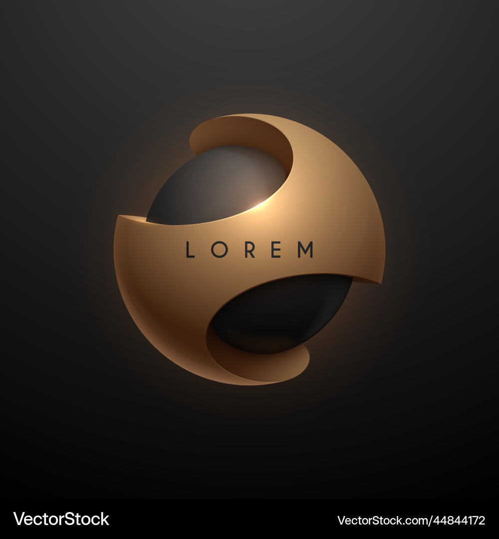 Abstract black and gold sphere template Royalty Free Vector