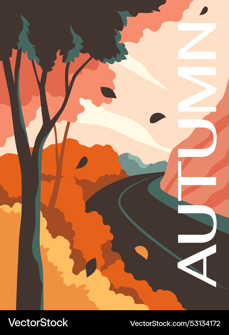 Autumn landscape poster beautiful natural Vector Image