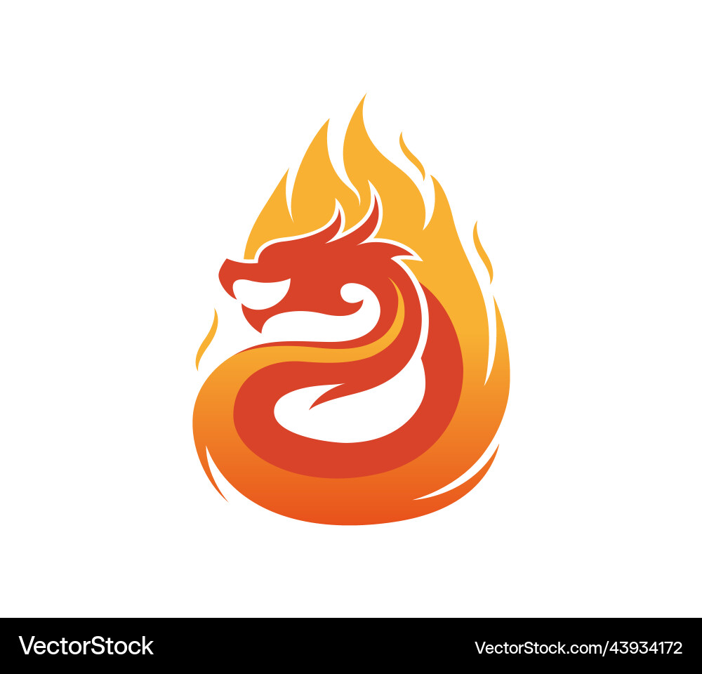 Creative red dragon flame fire logo design Vector Image